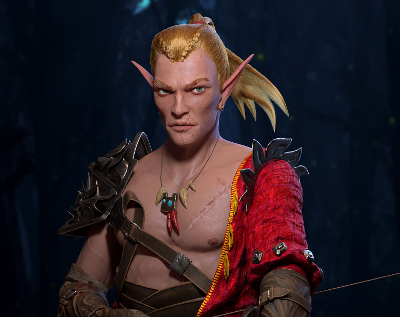 Elf warrior 3d game character design by Fgfactory